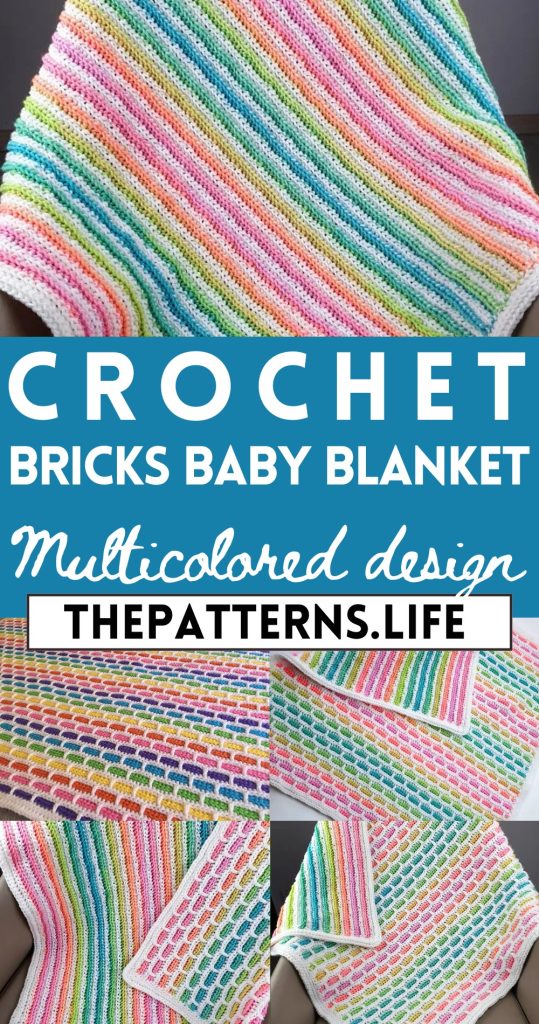 Multicolored Crochet Unicorn Bricks Baby Blanket Pattern - The Patterns