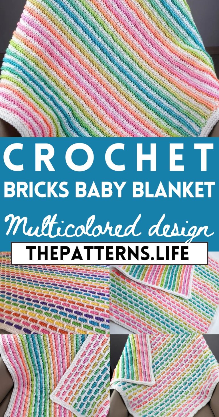 Multicolored Crochet Unicorn Bricks Baby Blanket Pattern - The Patterns