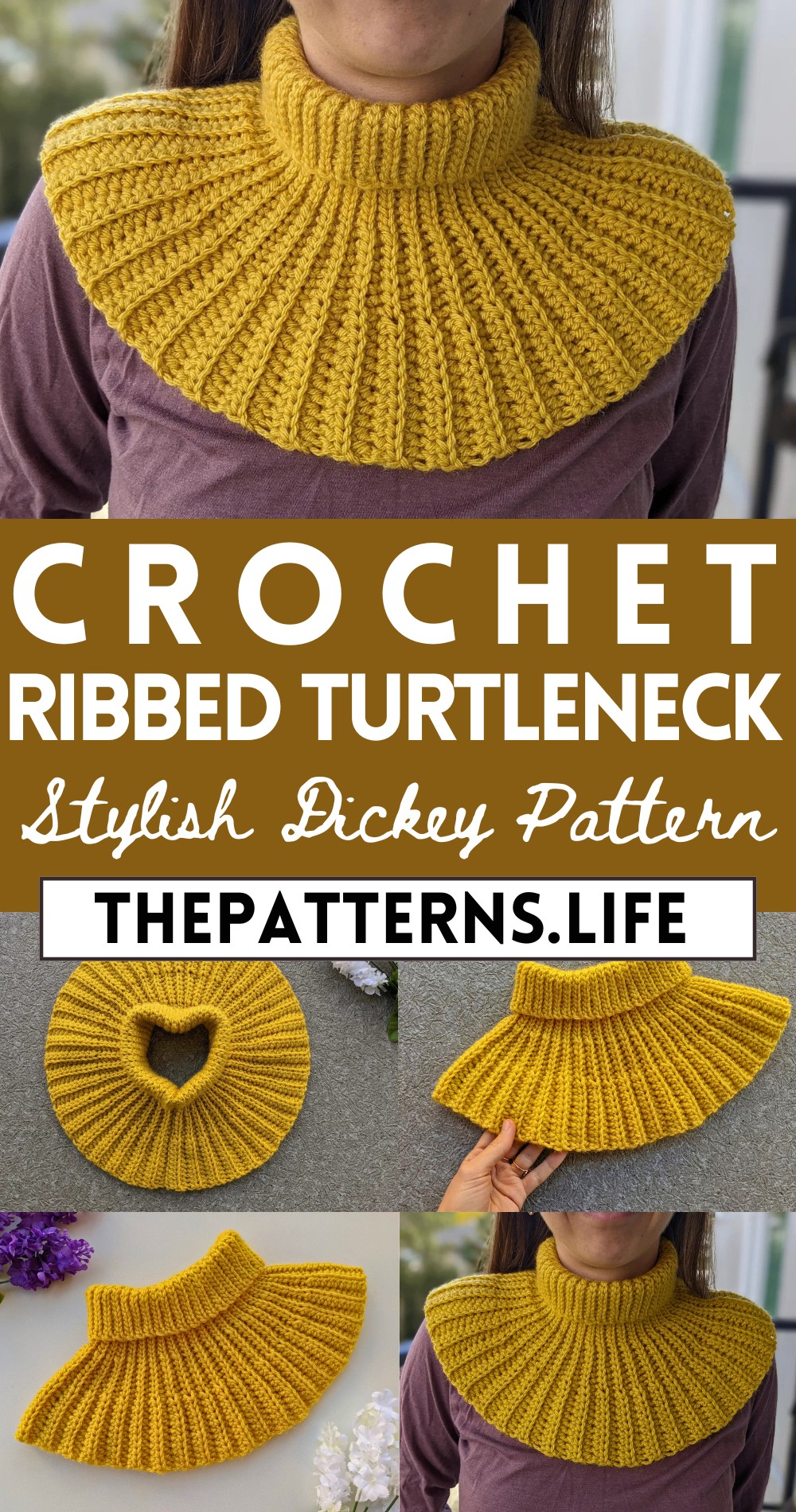 Stylish Crochet Ribbed Turtleneck Dickey Pattern For Comfort In Neck ...