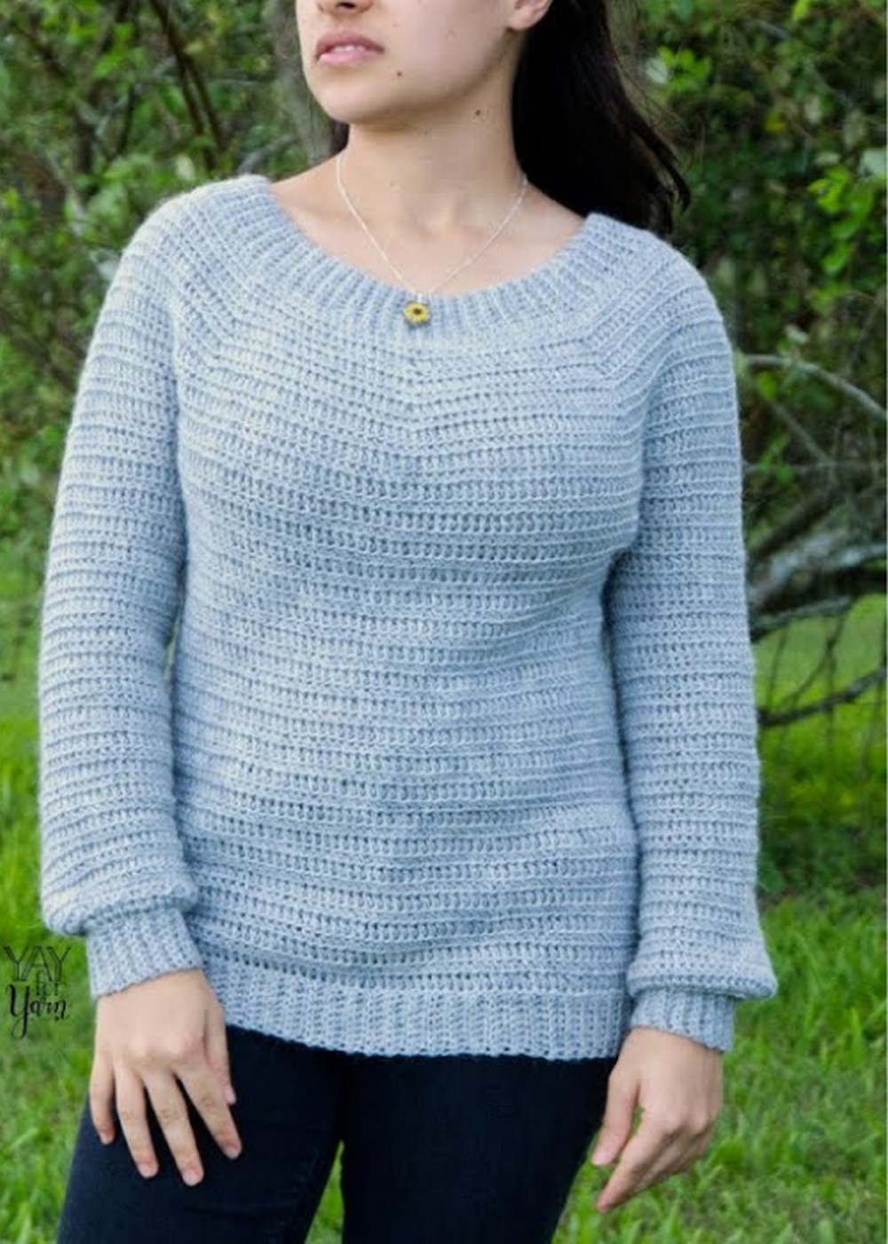 Crochet Top Down Round Yoke Sweater Step By Step Pattern - The Patterns
