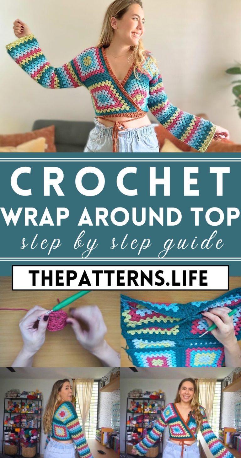 Step By Step Pattern Crochet Granny Square Wrap Around Top - The Patterns