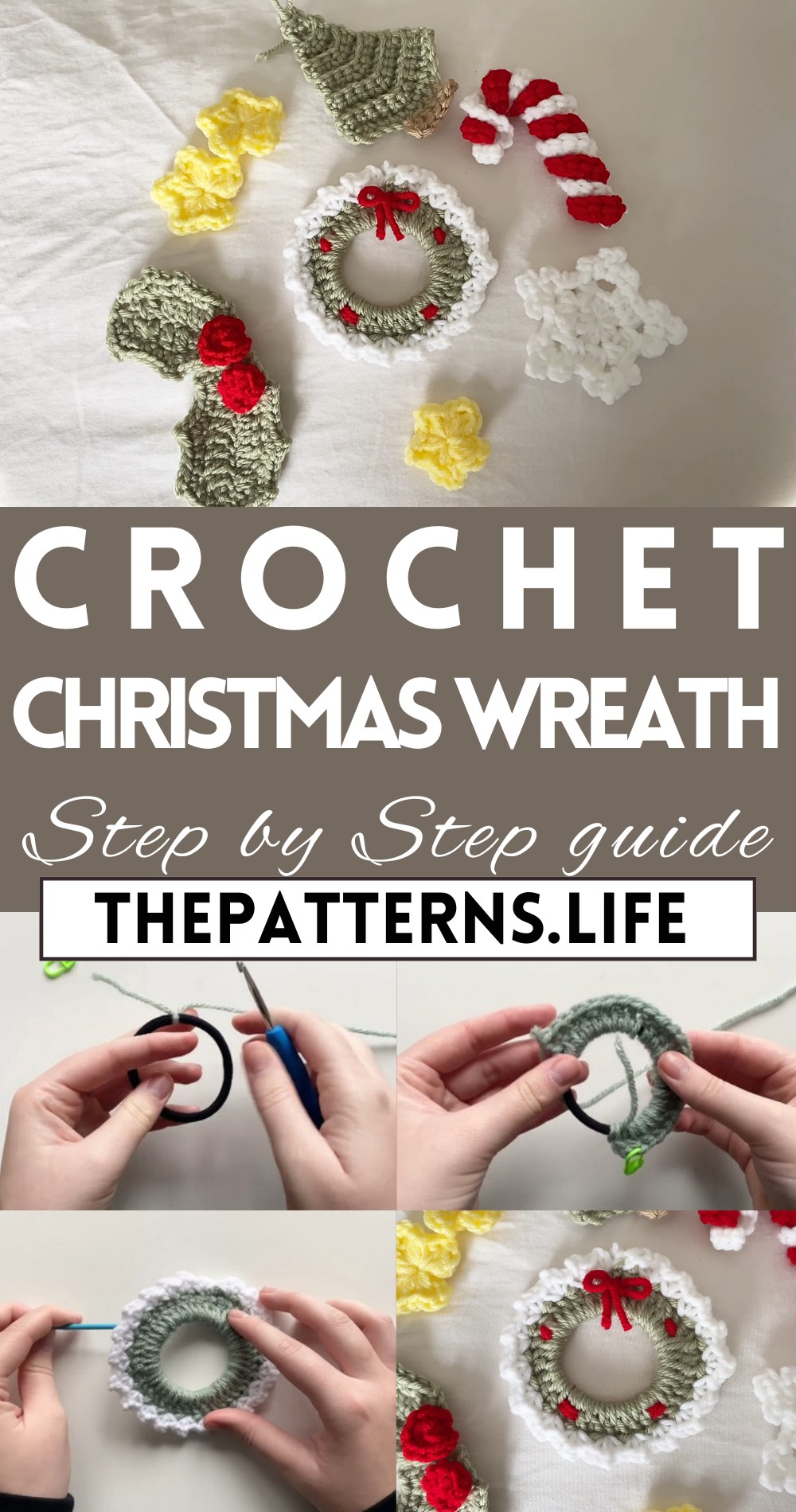 Sweet And Cute Crochet Christmas Wreath - Free Pattern - The Patterns