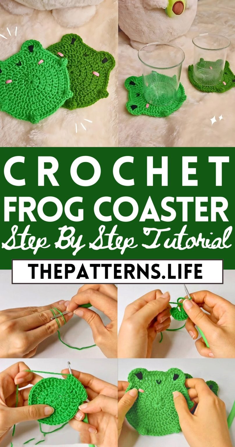 Little Friend Crochet Frog Coaster Pattern Step By Step - The Patterns