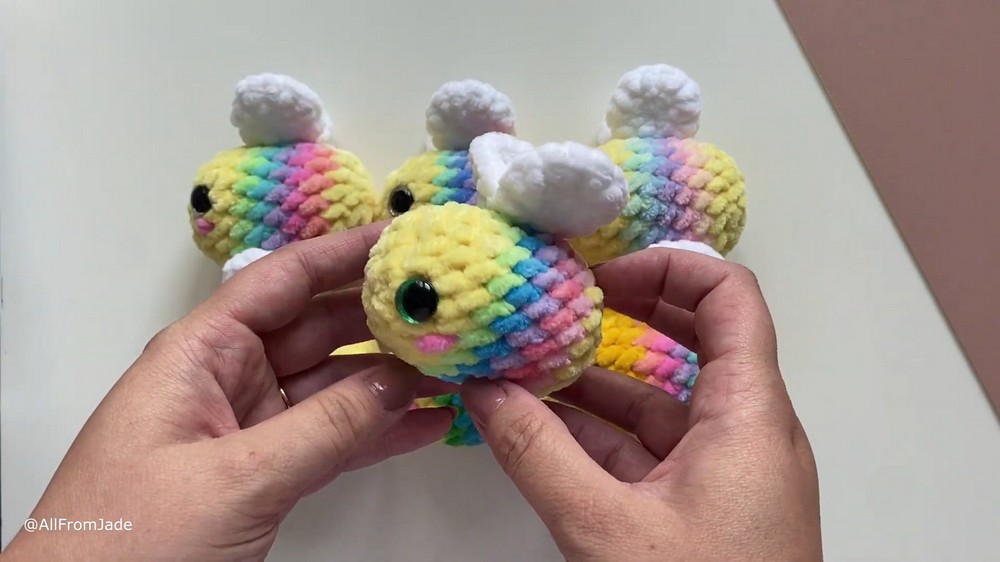 Crochet Mini Rainbow Bee Amigurumi - Free Pattern - The Patterns