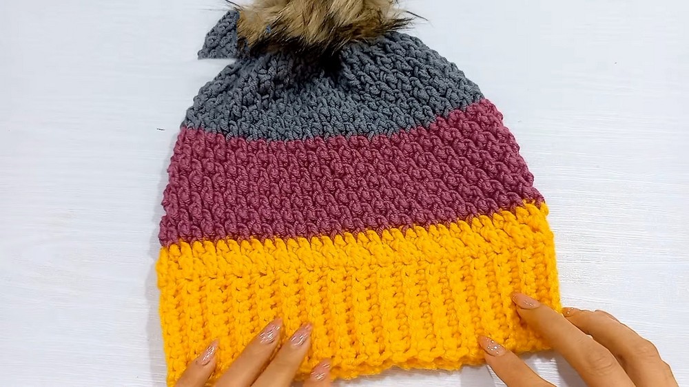Crochet Alpine Stitch Beanie Hat - Free Pattern - The Patterns