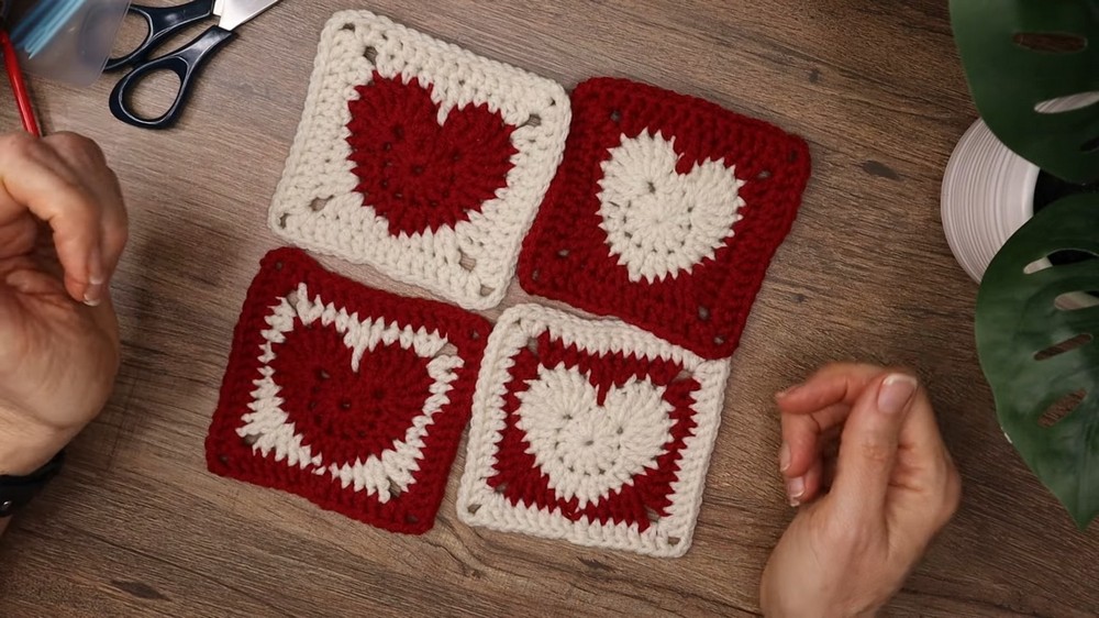 Crochet Heart Granny Square Pattern For Your Love - The Patterns