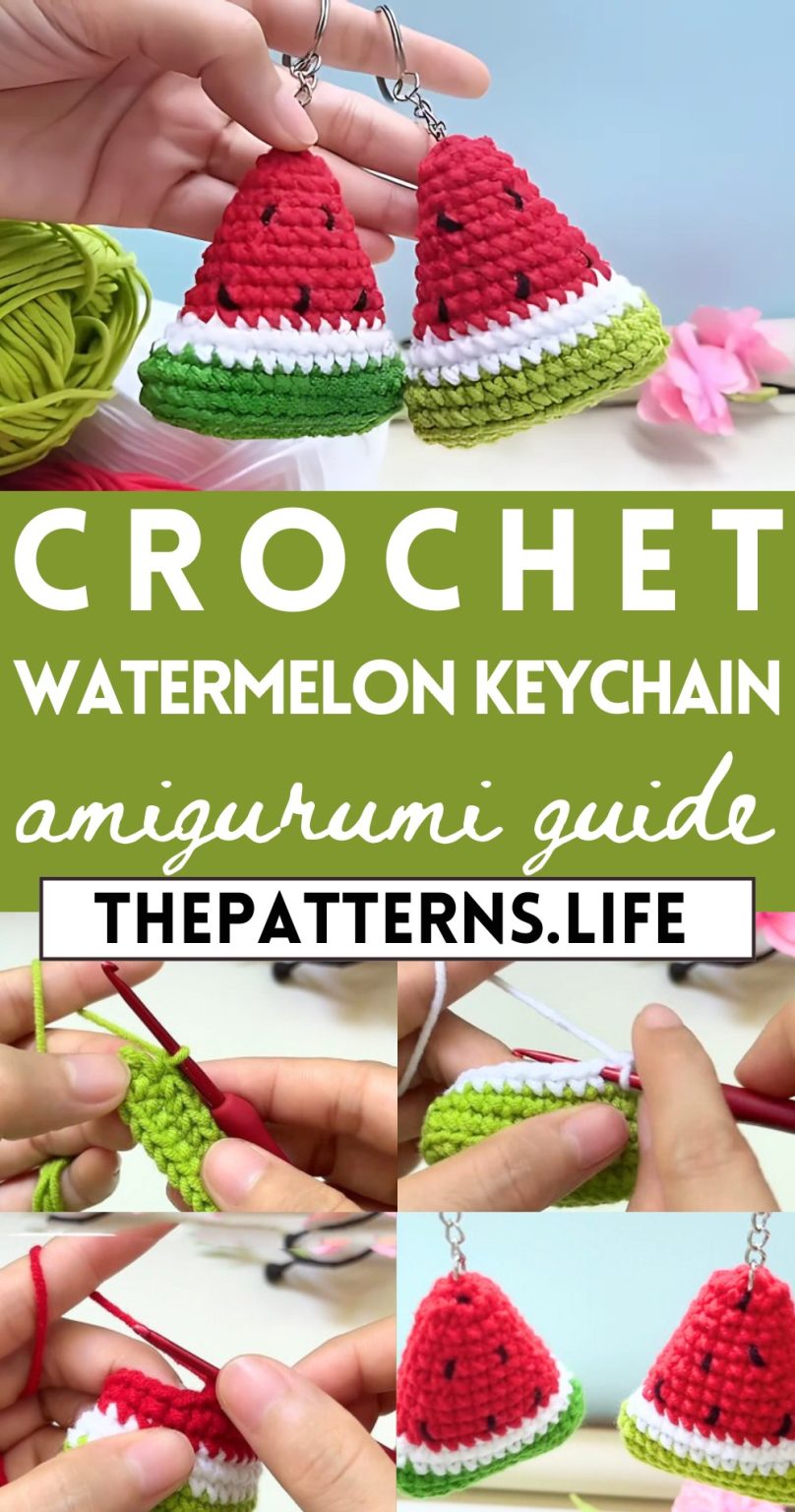 Cute Crochet Pattern Watermelon Amigurumi Keychain - The Patterns