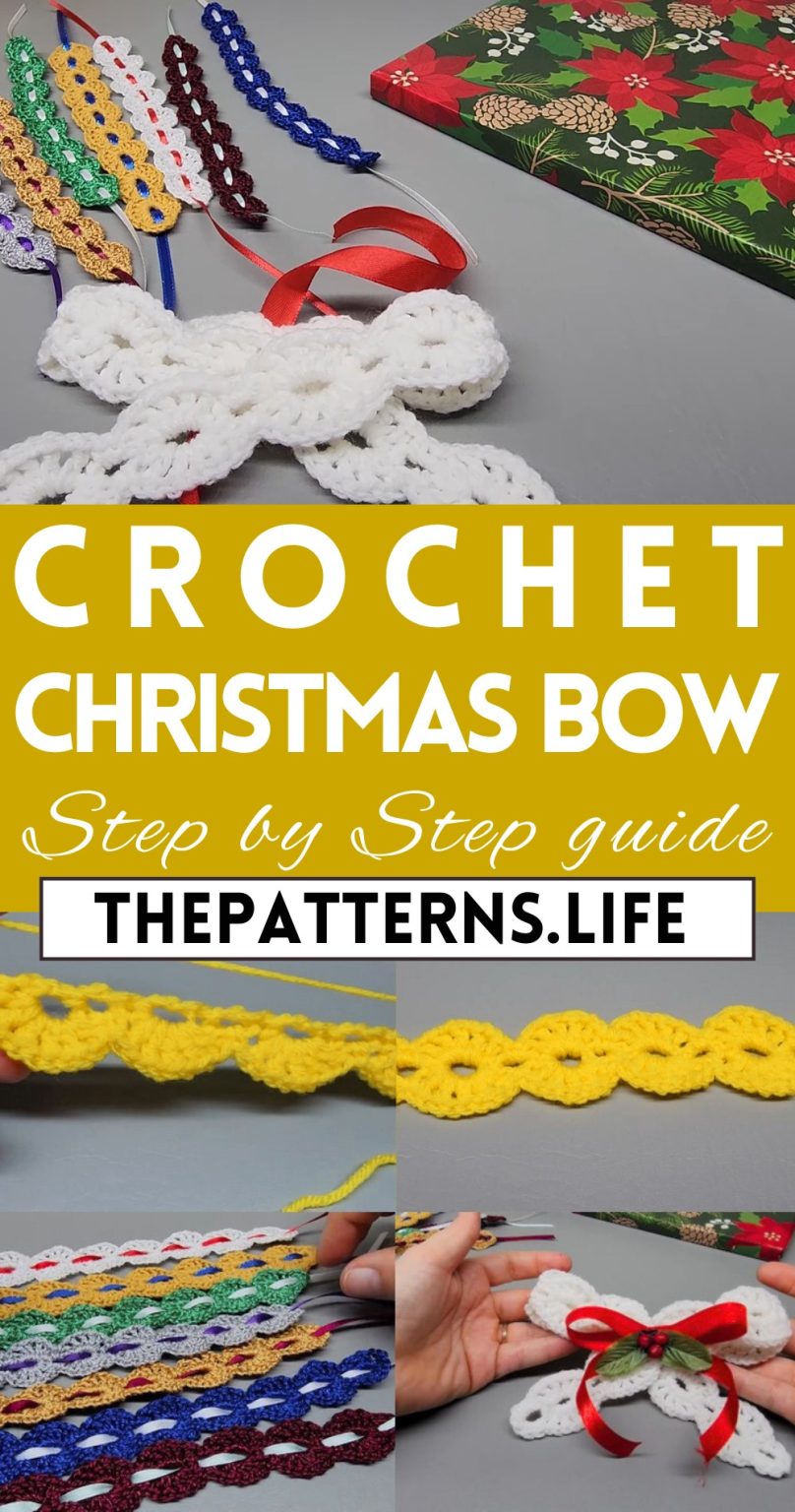 Crochet Christmas Bow & Bookmark Pattern For Present Decor - The Patterns