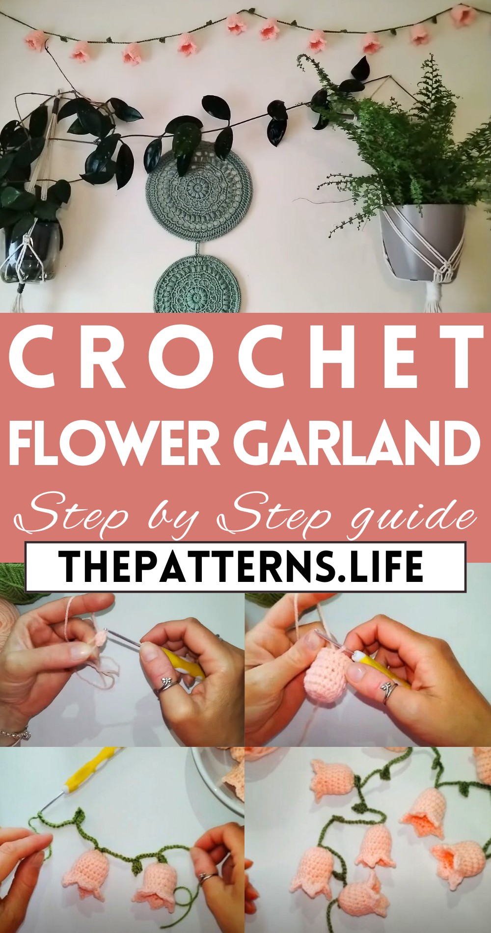 Cute & Easy Crochet Flower Garland Step By Step Pattern - The Patterns